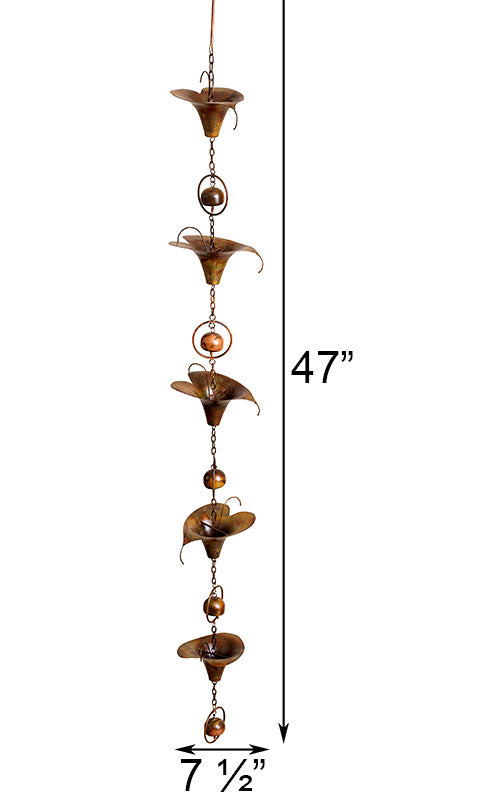 Flamed Copper Calla Lilies Rain Chain – We Love Hummingbirds