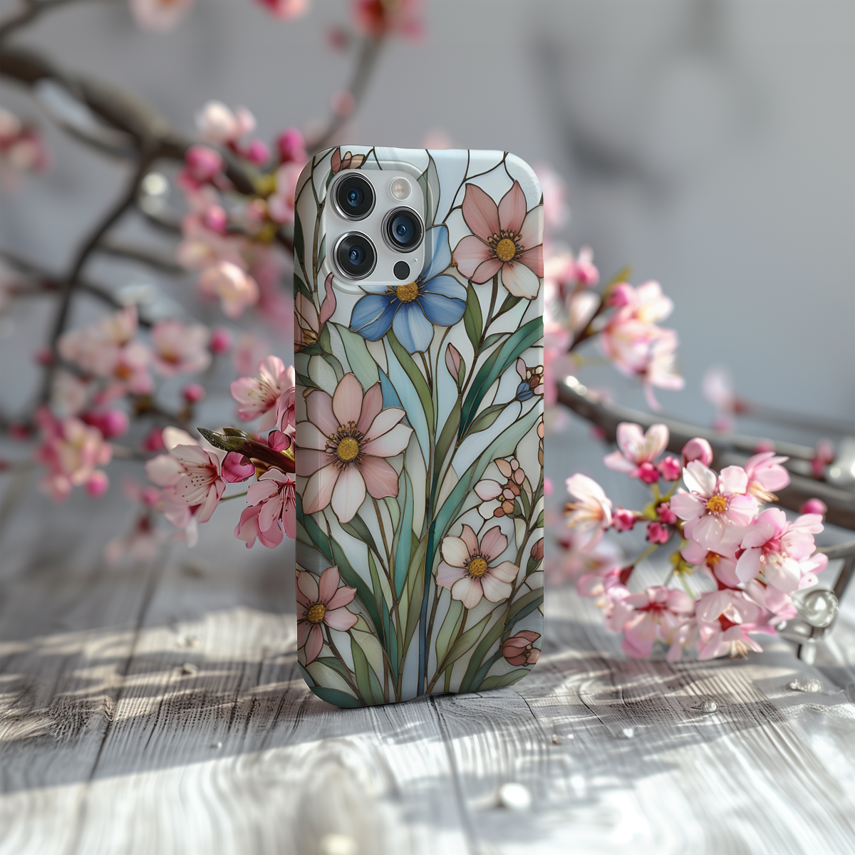 Floral Stained Glass Phone Case for iPhone & Samsung – We Love Hummingbirds