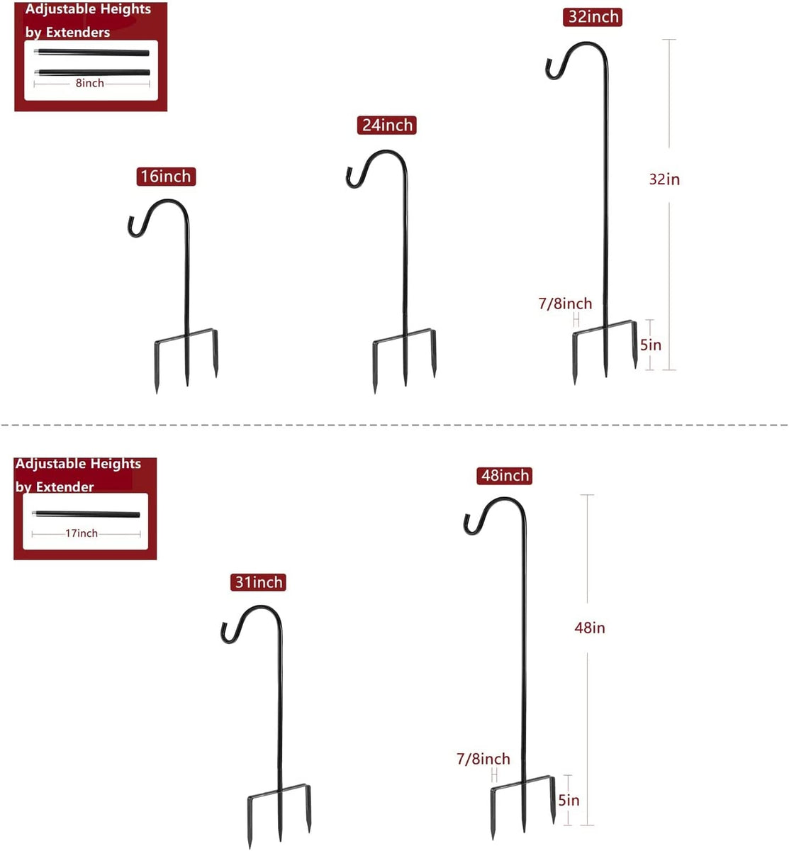 Hummingbird Feeder Stand with Shepherd's Hook - 32" or 48" Length – We ...