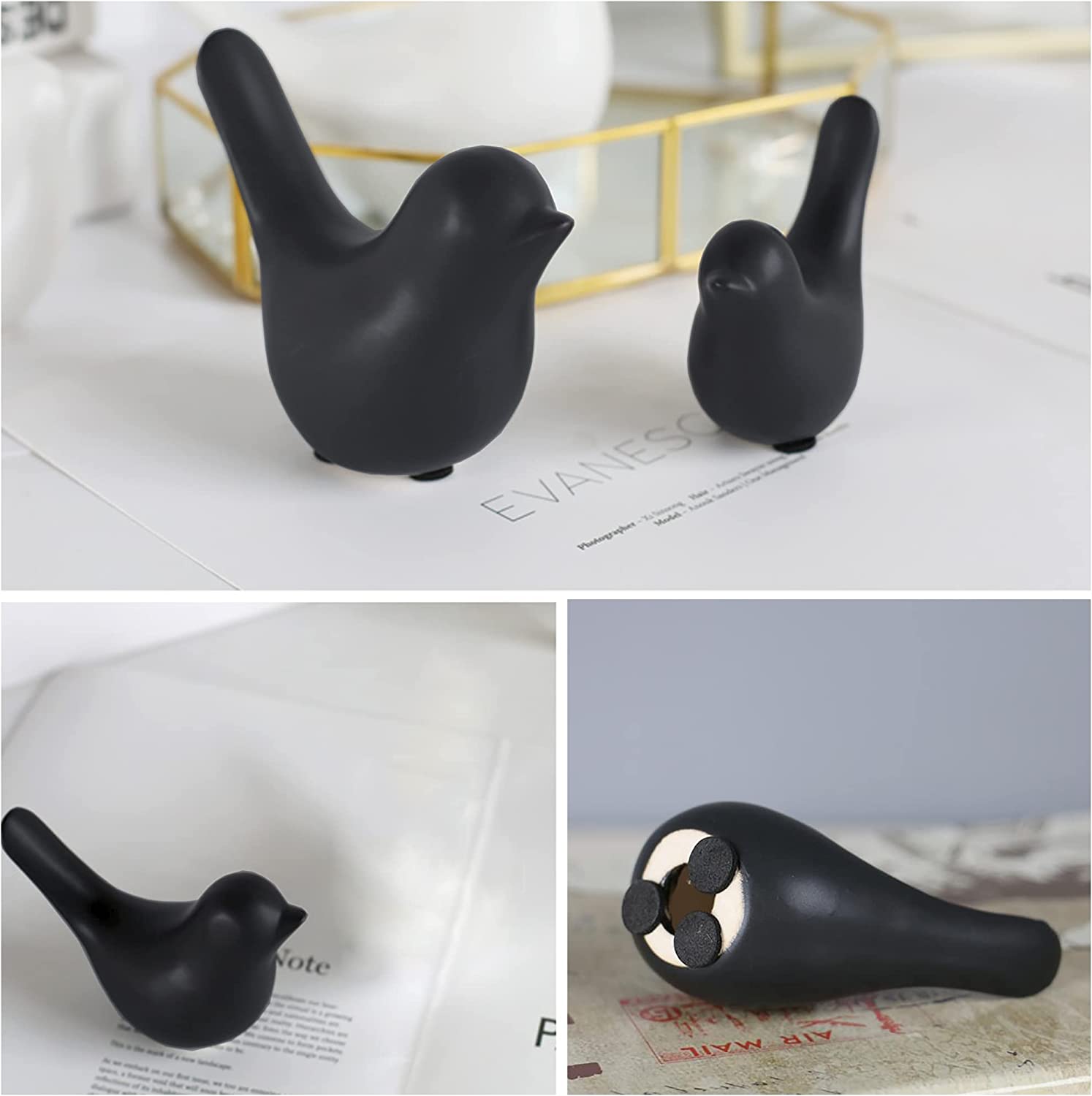 Black Small Ceramic Bird Statues for Bird Love Home Decor – We Love ...