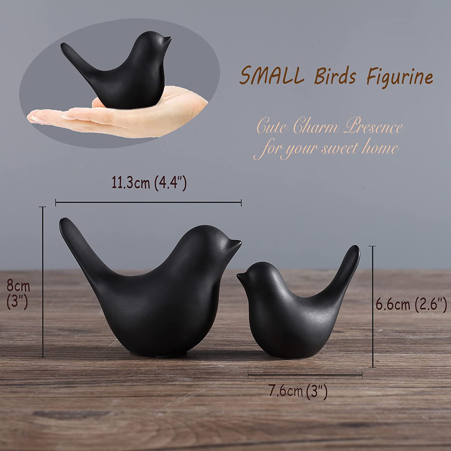 Black Small Ceramic Bird Statues for Bird Love Home Decor – We Love ...