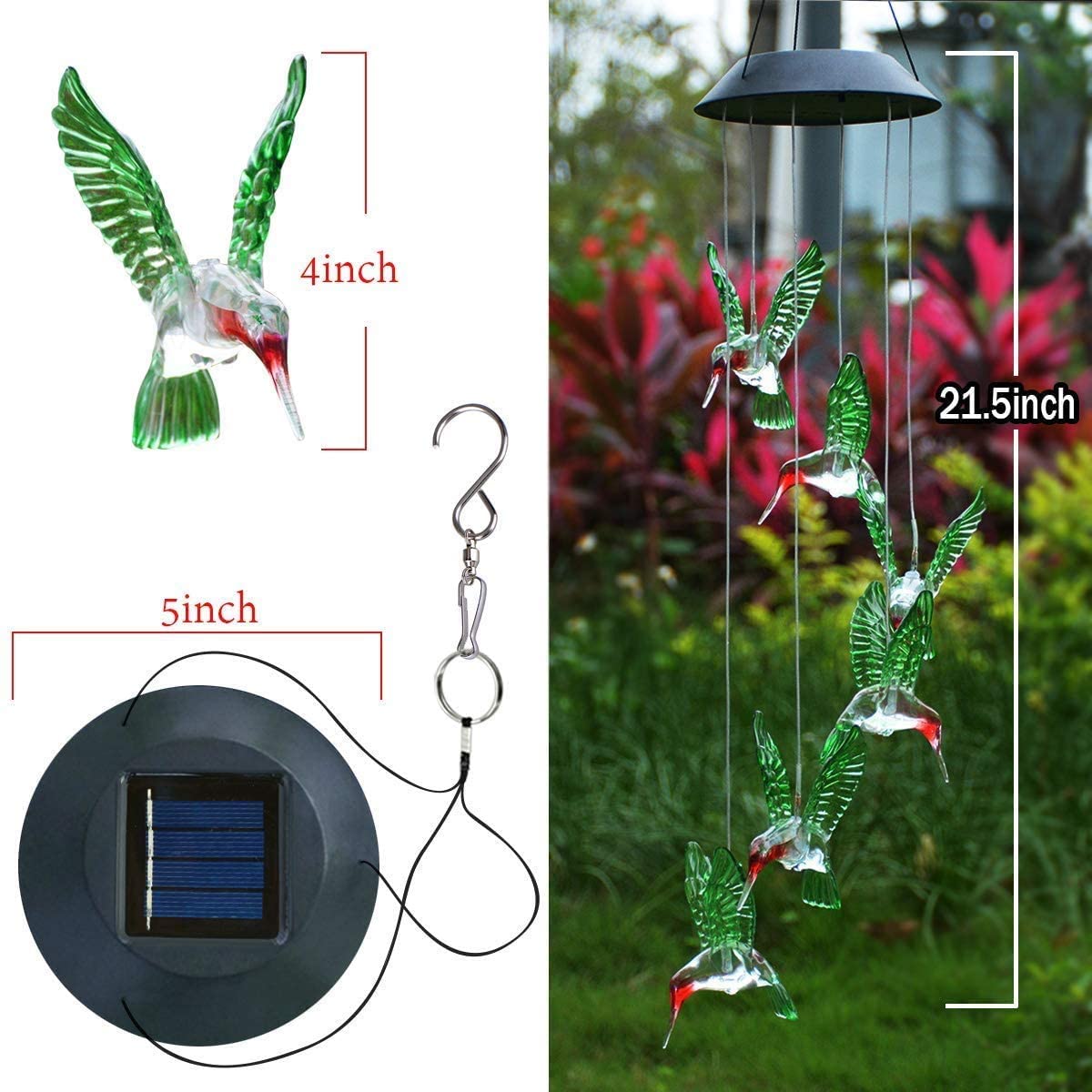 Color Changing Solar Mobile Hummingbird Wind Chime – We Love Hummingbirds